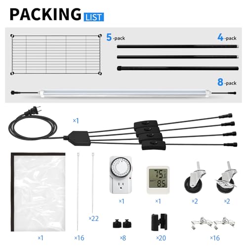 JESLED 3FT Indoor Greenhouse: LED Grow Light, Timer & Plant Stand ...