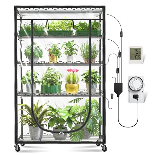 JESLED 3FT Indoor Greenhouse: LED Grow Light, Timer & Plant Stand ...